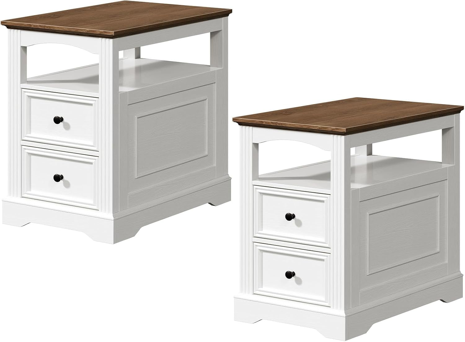 JUIJOWGTGW Farmhouse End with 2 Drawers Narrow Sofa Side with Storage ...