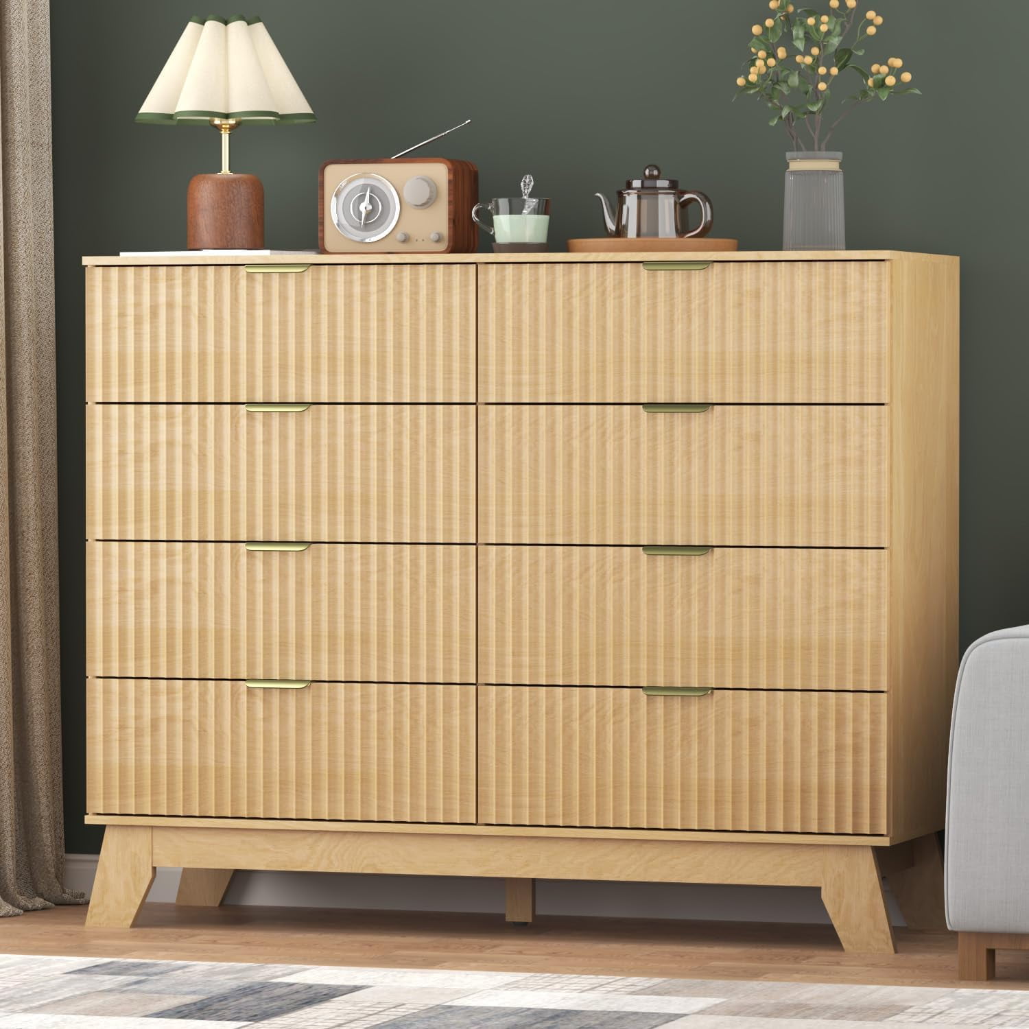JUIJOWGTGW Fluted Dresser for Bedroom 9 Drawer Dresser for Closet Storage Cabinet and Chest of ...
