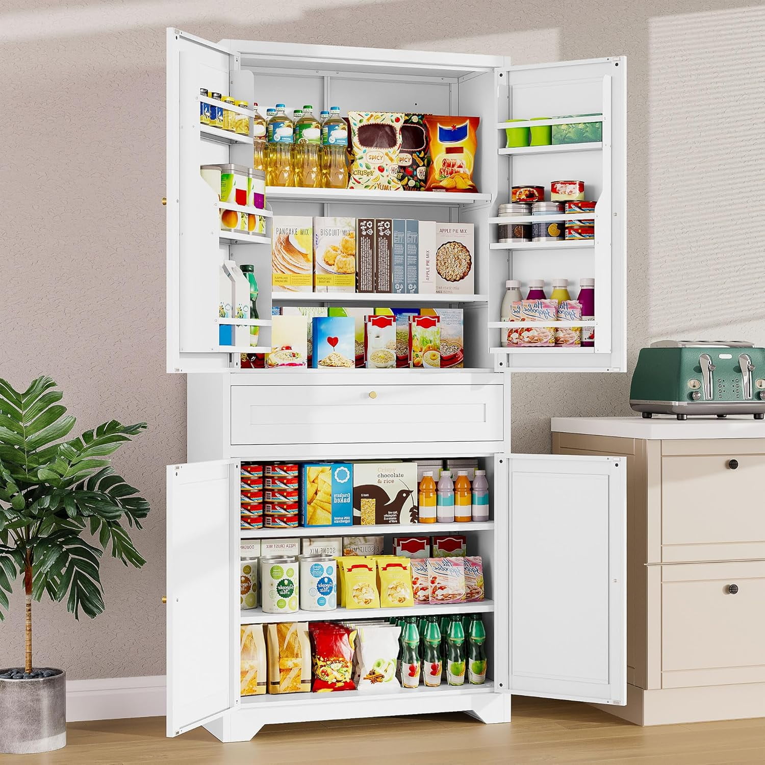 JUIJOWGTGW Metal Storage Cabinet with 2 Doors and 3 Shelves Storage ...