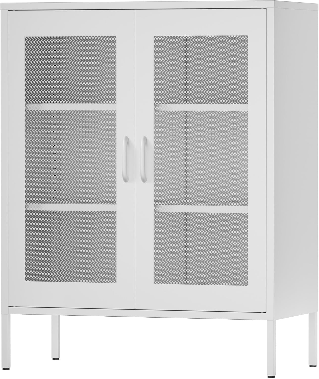JUIJOWGTGW Metal Storage Cabinet with Mesh Doors Small Storage Cabinet ...