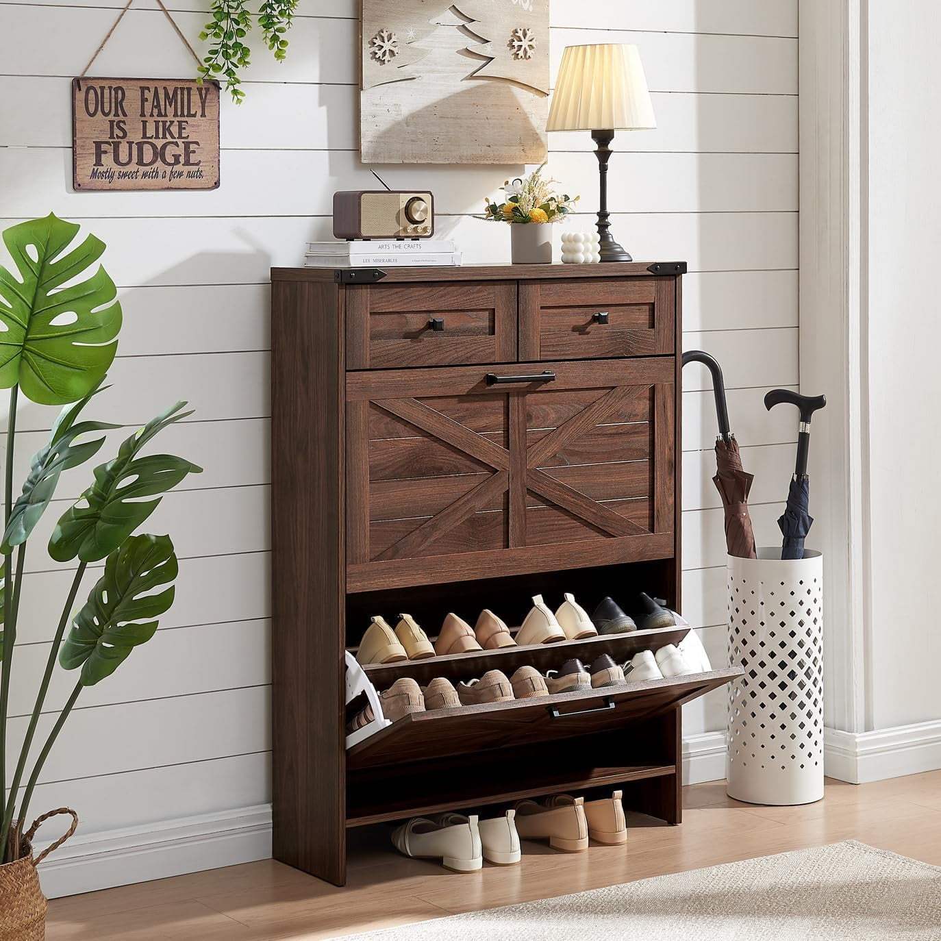 JUIJOWGTGW Shoe Cabinet Storage for Entryway Farmhouse Hidden Shoe ...