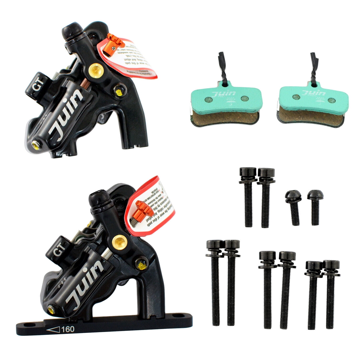 Juin Tech GT-F Hydraulic Disc Brake Set, 4 Pistons, Flat Mount, Front ...
