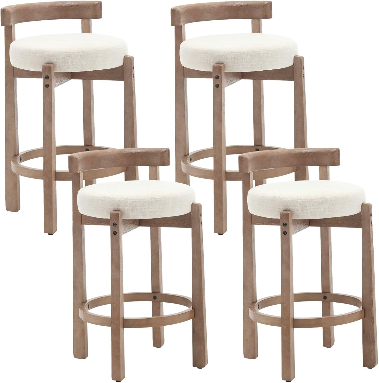 JUIWGTEHT Counter Height Bar Stools 26" Round Barstools Modern Faux ...