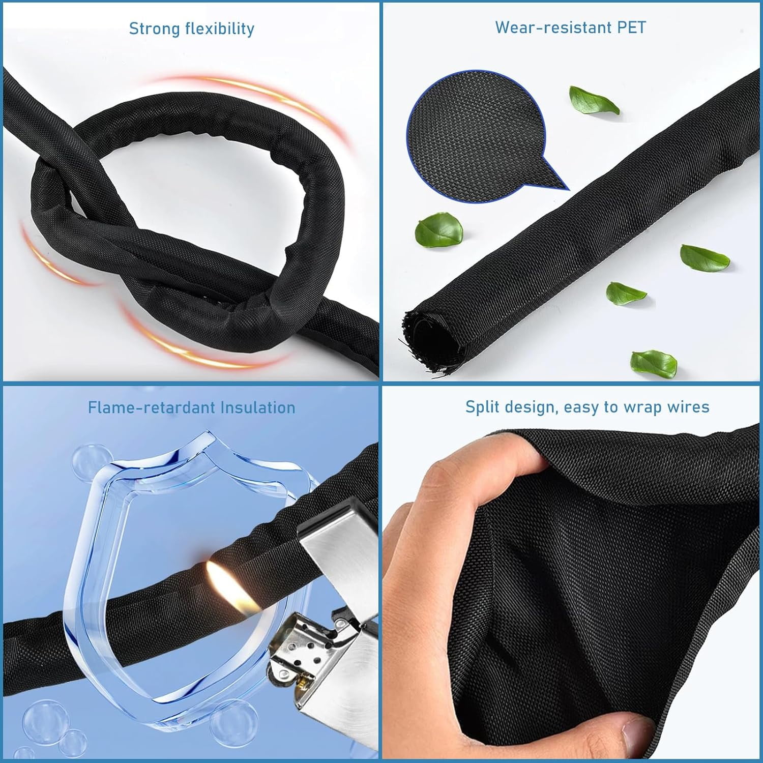 JUJHGRF-1/2 inch Cord Protectors from Pets No Chew, 10ft Wire Protector ...