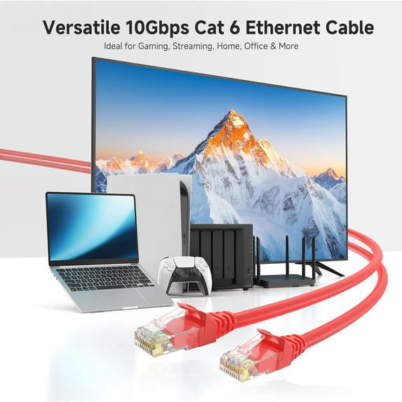 JUJHGRF-10Gbps Snagless Cat 6 Ethernet Cable - 6ft, Cat 6 Cable, Cat6 ...