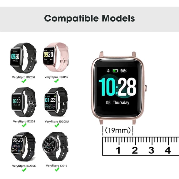 JUJHGRF-19mm Soft Silicone Replacement Band Compatible with Veryfitpro ...