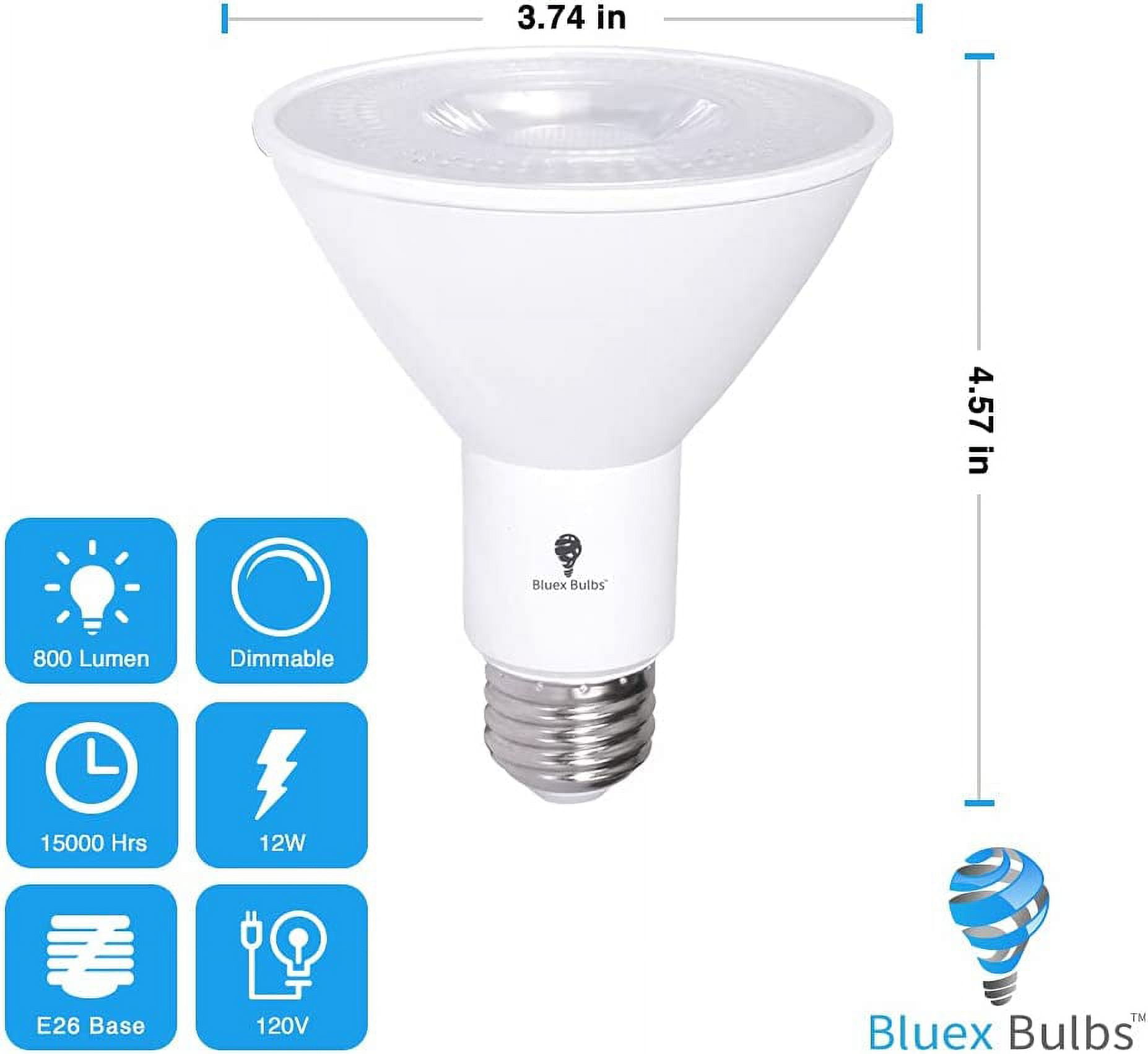 JUJHGRF-2 Pack PAR30 Outdoor LED Flood Light Bulb 12W 100 Watt ...