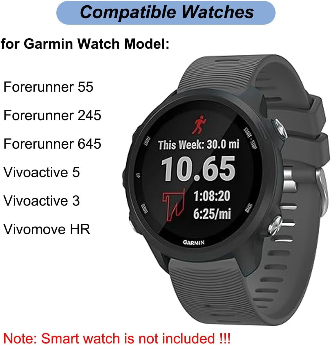 JUJHGRF-20mm Watch Band for Garmin Forerunner 55/Forerunner 245 ...