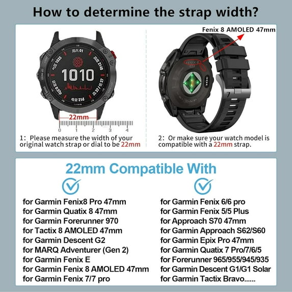 JUJHGRF-22mm Compatible with Garmin Fenix E/Fenix8 AMOLED 47mm/Fenix 7/ ...