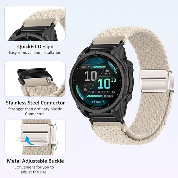 JUJHGRF-22mm Quickfit Braided Watch Band Compatible with Garmin Fenix 8 ...