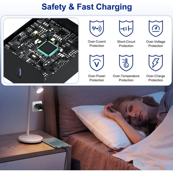 JUJHGRF-2Pack 45W Super Fast Charger with Type C Cable 10ft, USB C Wall ...