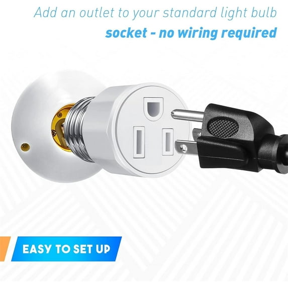 JUJHGRF-3 Pack E26/ E27 3 Prong Light Bulb Socket Adapter, Polarized ...