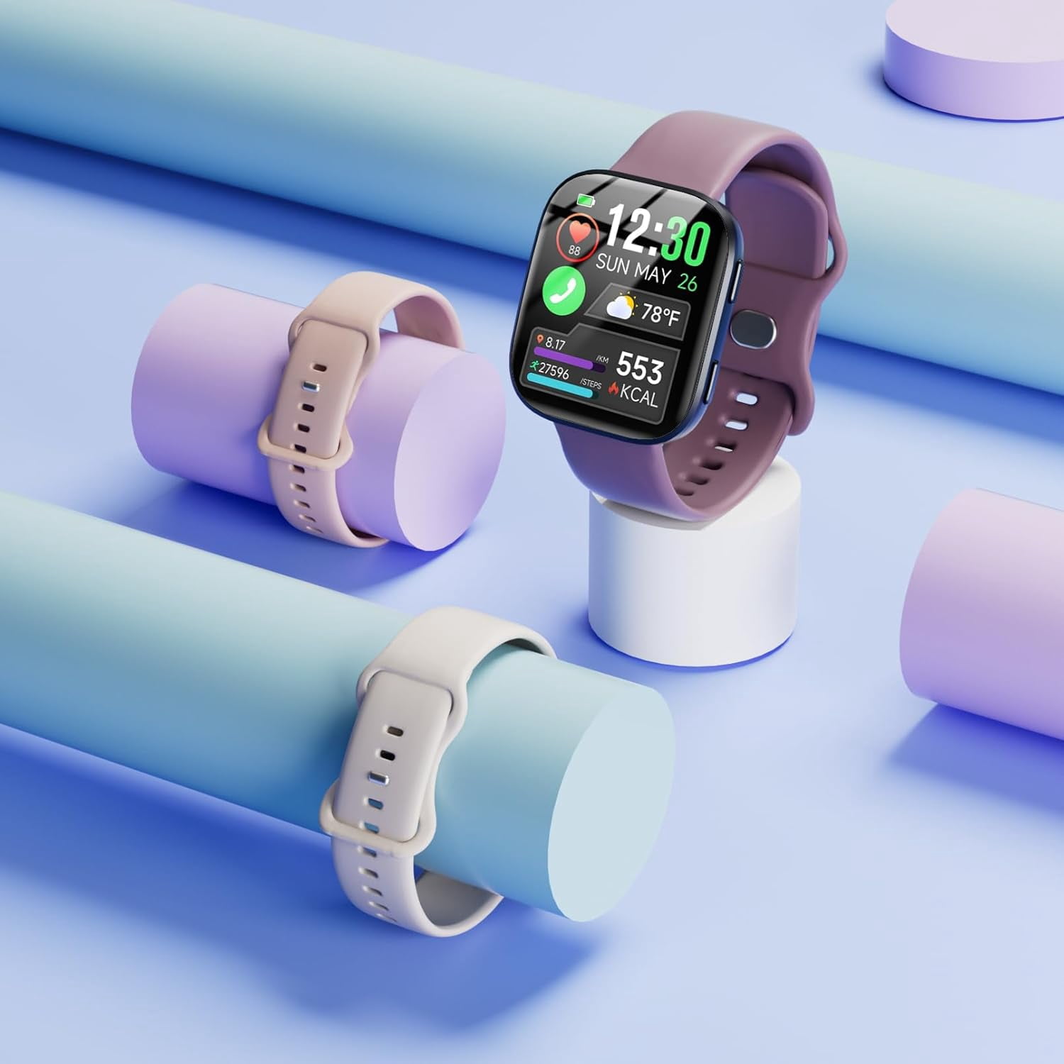 JUJHGRF-3 Pack Silicone Sport Watch Bands Compatible with GloryFit T80 ...