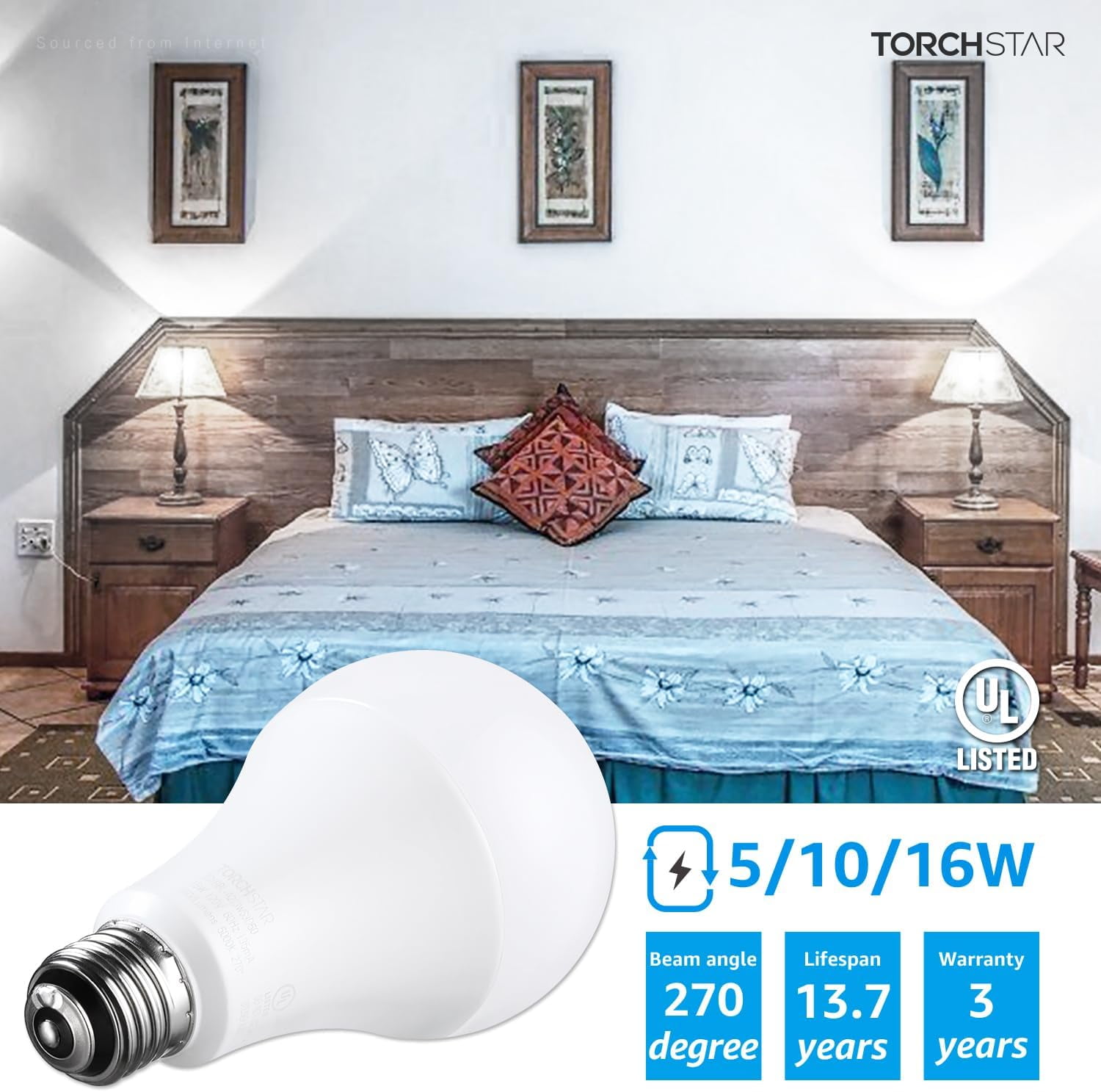 JUJHGRF-3-Way LED Bulb A21, 3 Way LED Light Bulbs 40/60/100W Equivalent ...