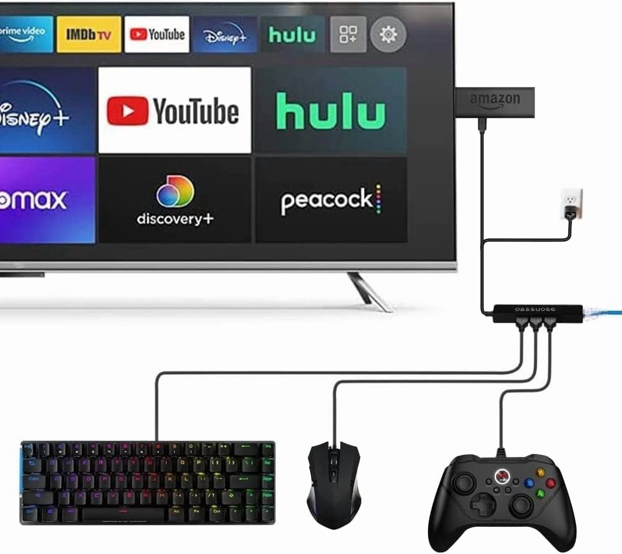 JUJHGRF-4 in 1 Ethernet Adapter and 3 Ports USB OTG Hub for Fire TV ...