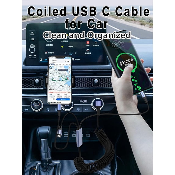 JUJHGRF-66W 90 Degree USB C Retractable Spring Splitter Cable with ...