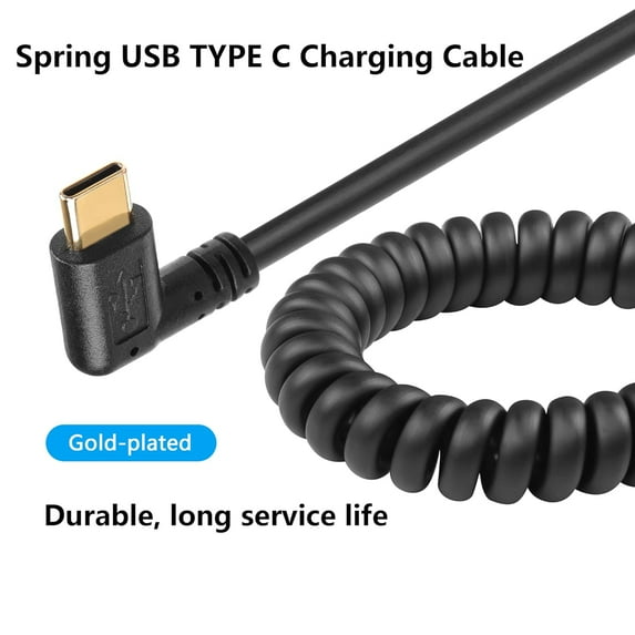 JUJHGRF-90 Degree USB Type C Spring Cable 5Gbps Retractable USB3.0 to ...