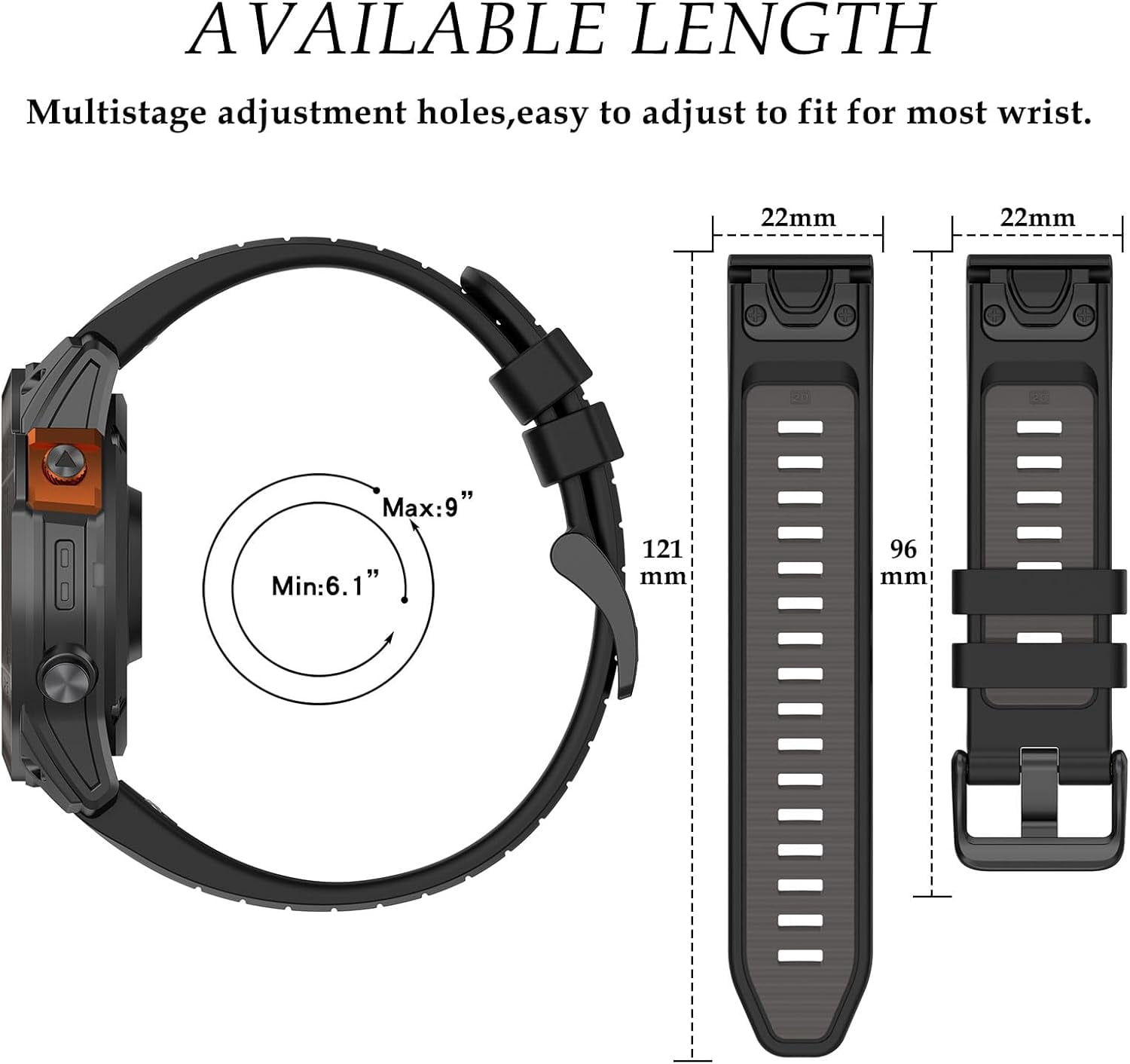 JUJHGRF-Band Compatible with Garmin Fenix 8/8 Pro 47mm and Descent G2, Soft Silicone Replacement ...