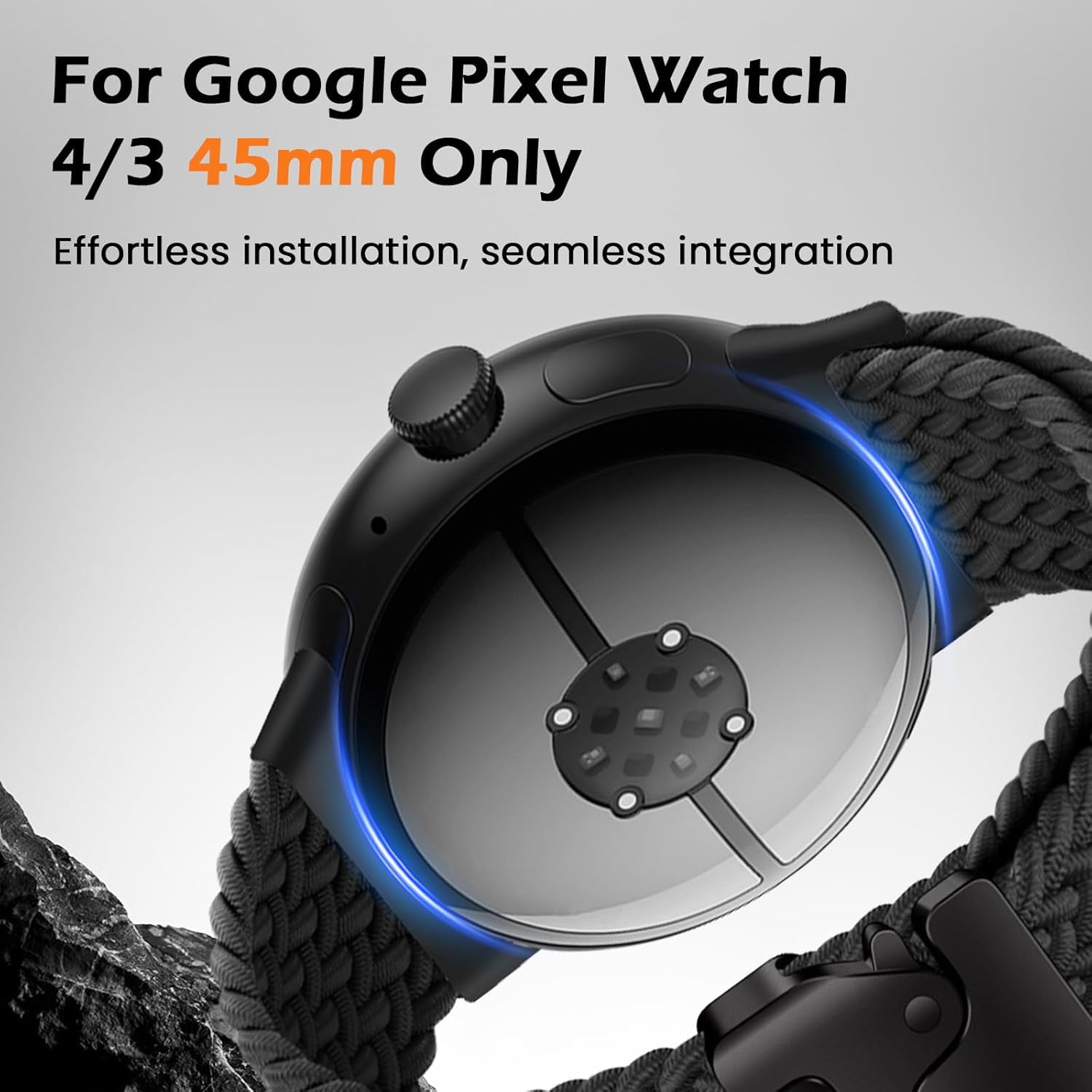 JUJHGRF-Band for Pixel Watch 4/3 45mm - Stretchy Nylon Braided Band for ...