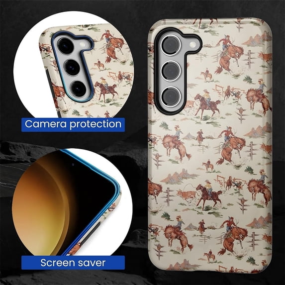 JUJHGRF-Case for Samsung Galaxy S23,Retro Western Cattle Horses ...