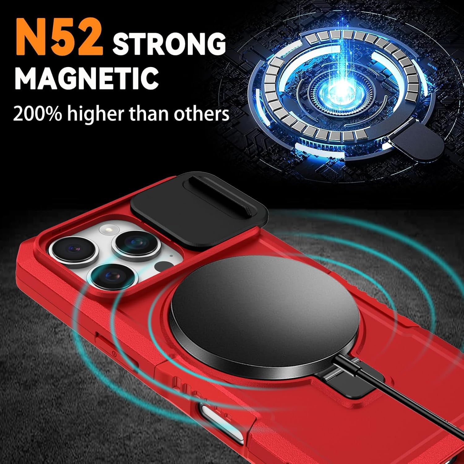 JUJHGRF-Case for iPhone 16 Pro, with Magnetic Ring Stand [Glass Screen ...