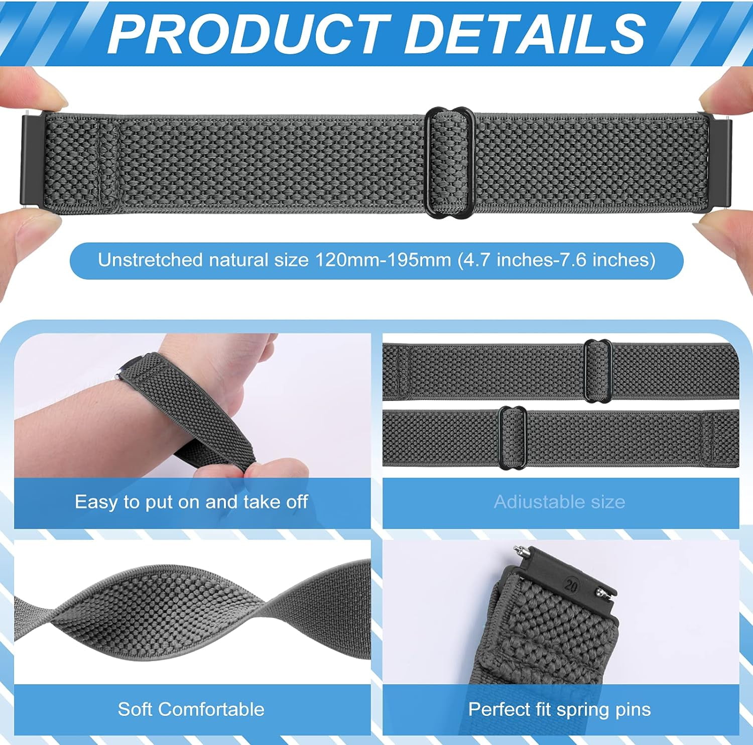 JUJHGRF-Compatible with 16mm 18mm 19mm 20mm 22mm 24mm Watch Bands Quick ...