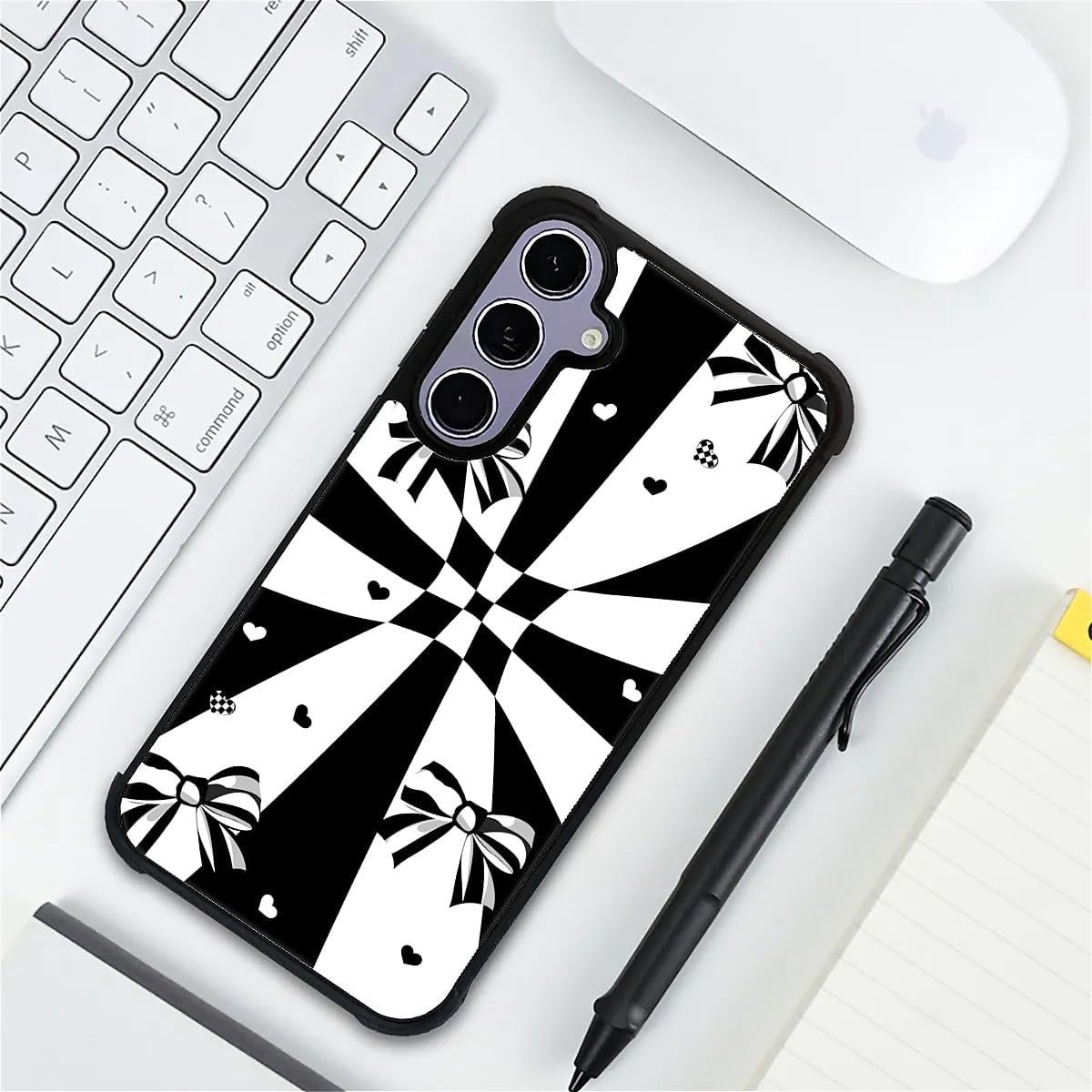 JUJHGRF-Compatible with Samsung Galaxy S25 Case,Black White Bow for ...