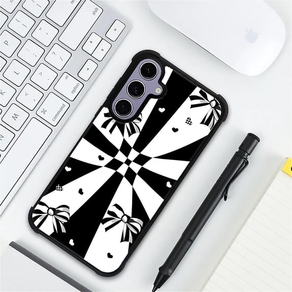 JUJHGRF-Compatible with Samsung Galaxy S25 Case,Black White Bow for ...