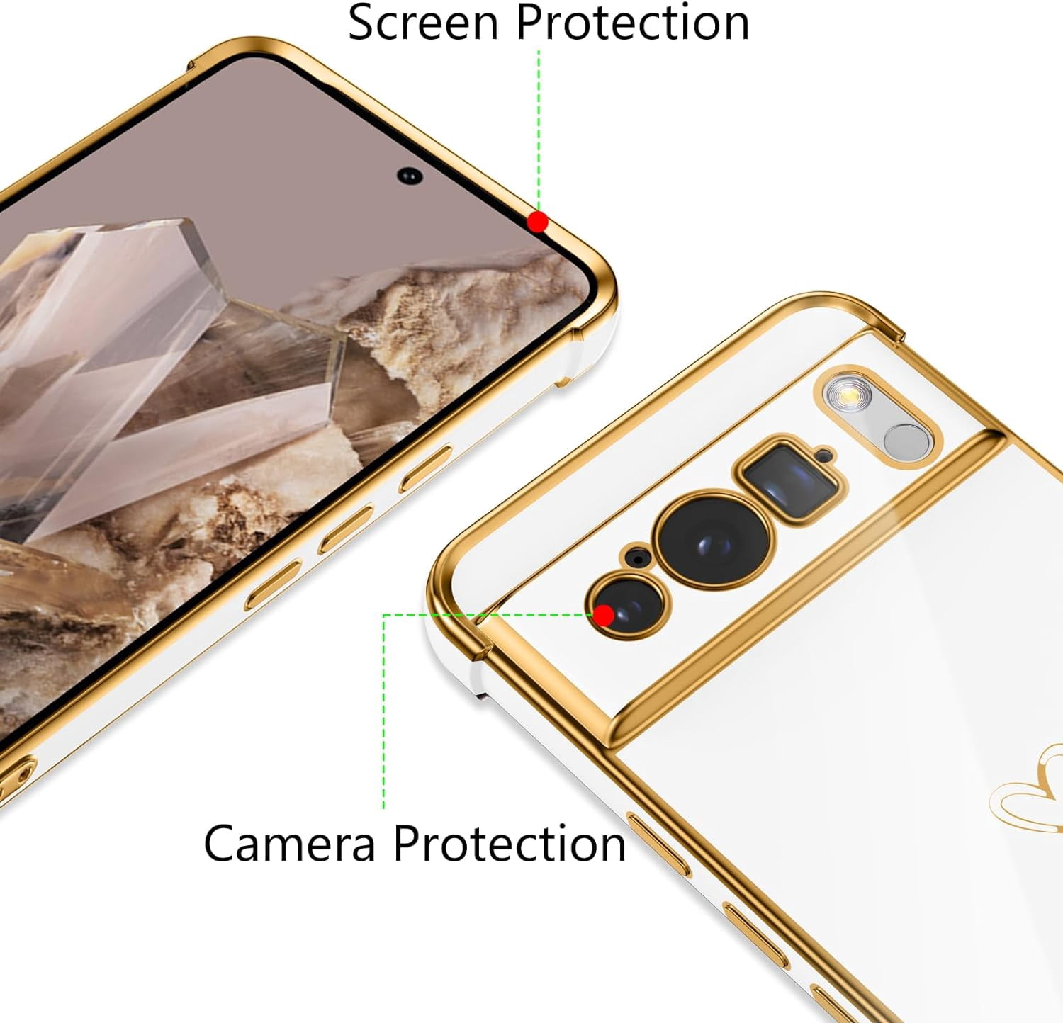 JUJHGRF-Designed for Google Pixel 8 Pro 6.7 inch Case,Cute Plating Edge ...