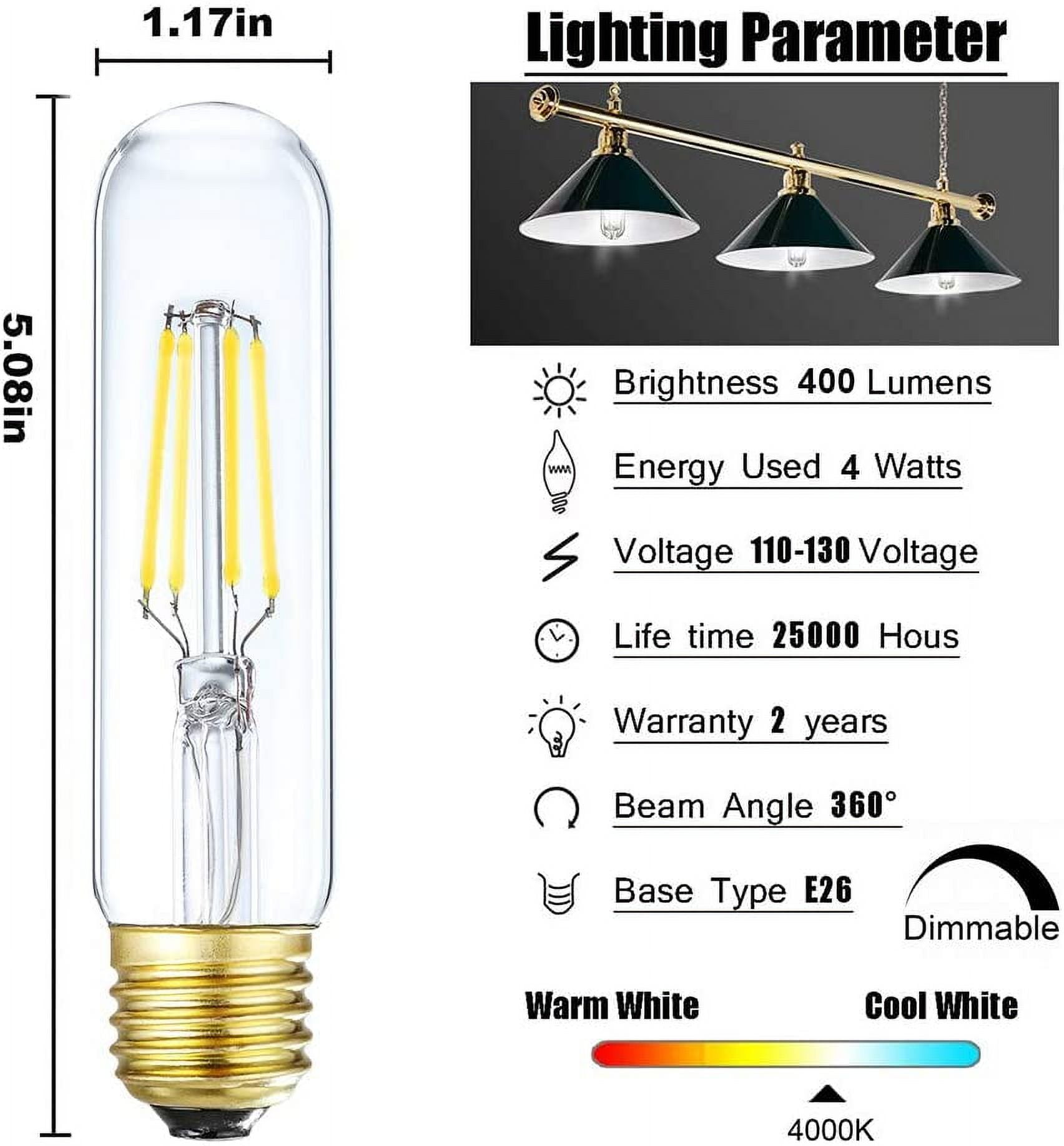 JUJHGRF-Dimmable Edison Led Tubular Bulb T10,4W Vintage Led Filament ...