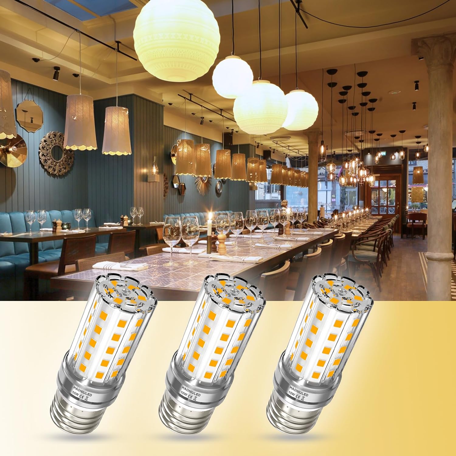 JUJHGRF-E26 Bulb 10W 3 Pack led Corn Light Bulb Warm White 2700K 1100 ...