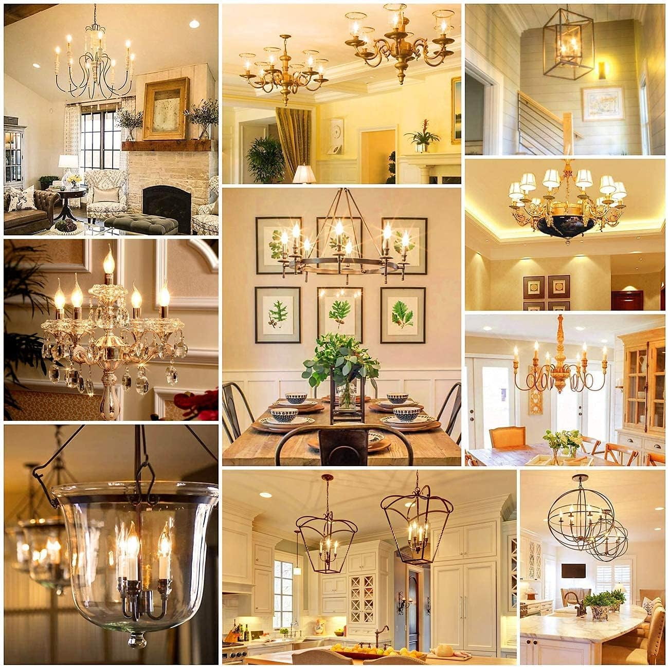 JUJHGRF-Flame Tip LED Filament Bulb Candelabra E12 Base, Dimmable 4.5W ...