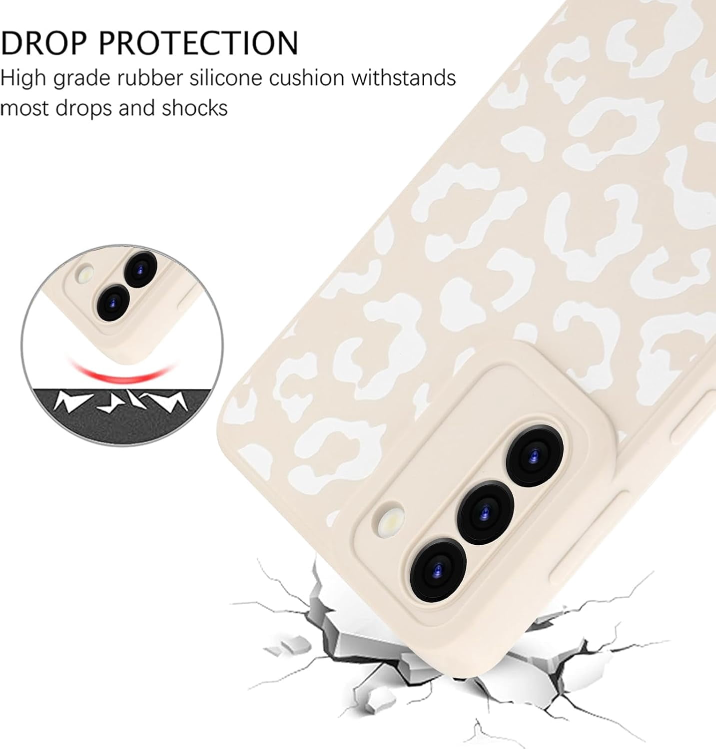 JUJHGRF-Galaxy S21 Case White Leopard Pattern Phone Case with Camera ...