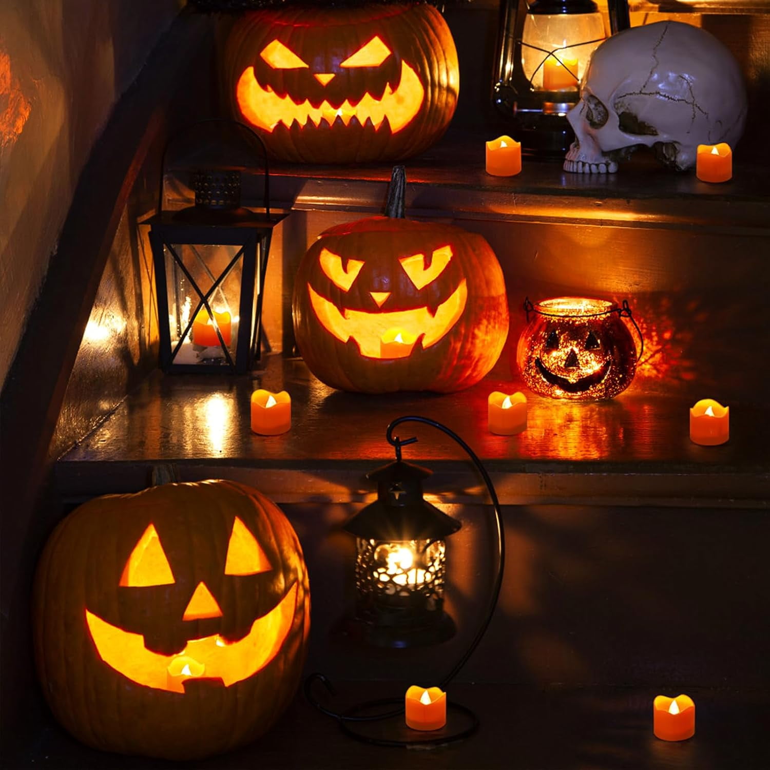JUJHGRF-Halloween Orange Led Tealight with 4/6/8 H Timer,Remote Control ...