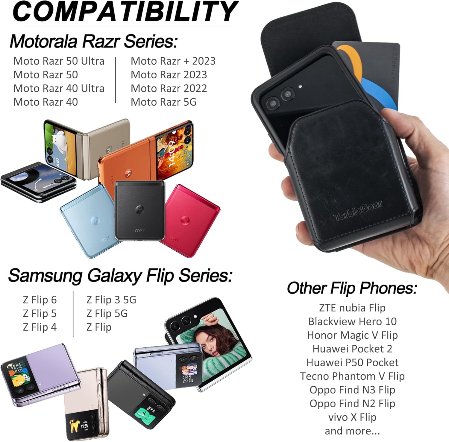 JUJHGRF-Leather Holster for Z Flip 5, Razr Plus, Flip Phones Magnetic ...