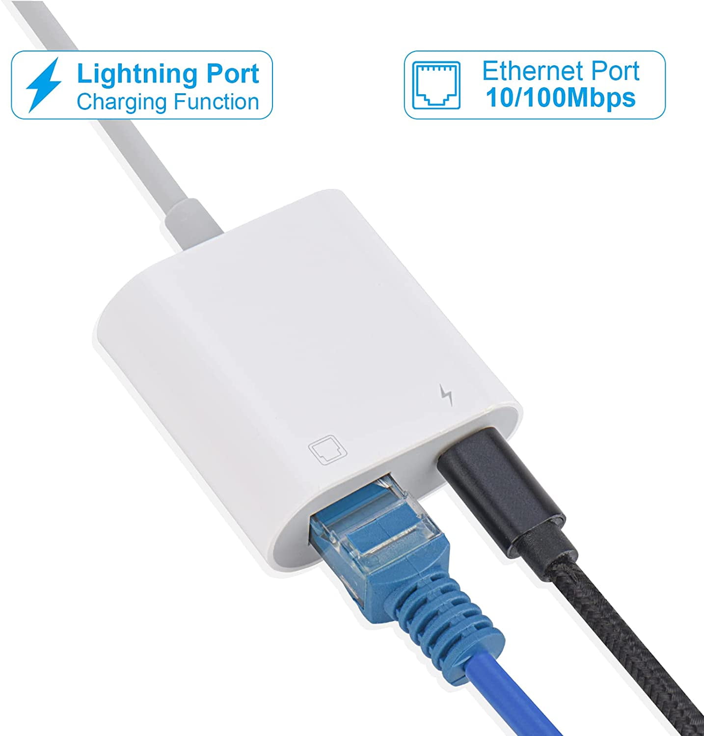 JUJHGRF-Lightning to Ethernet Adapter,2 in 1 RJ45 Ethernet LAN Network ...
