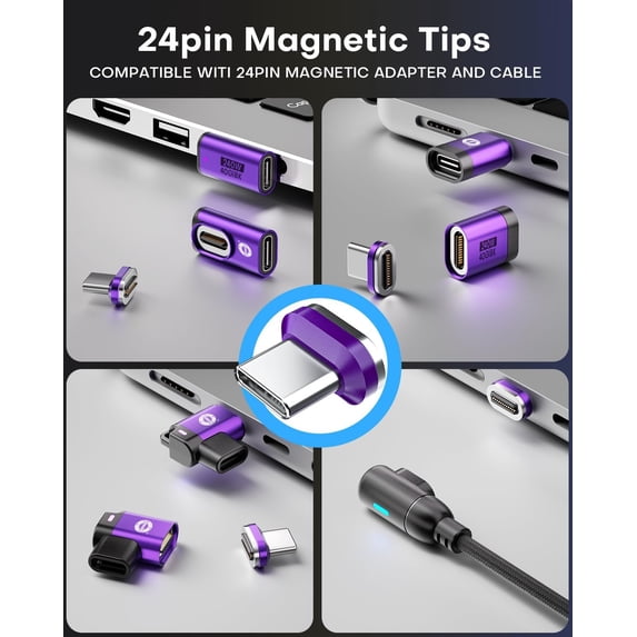 JUJHGRF-Magnetic Adapter Tips 3 Pack 24 PINS USB2.0 Replacement OTG ...