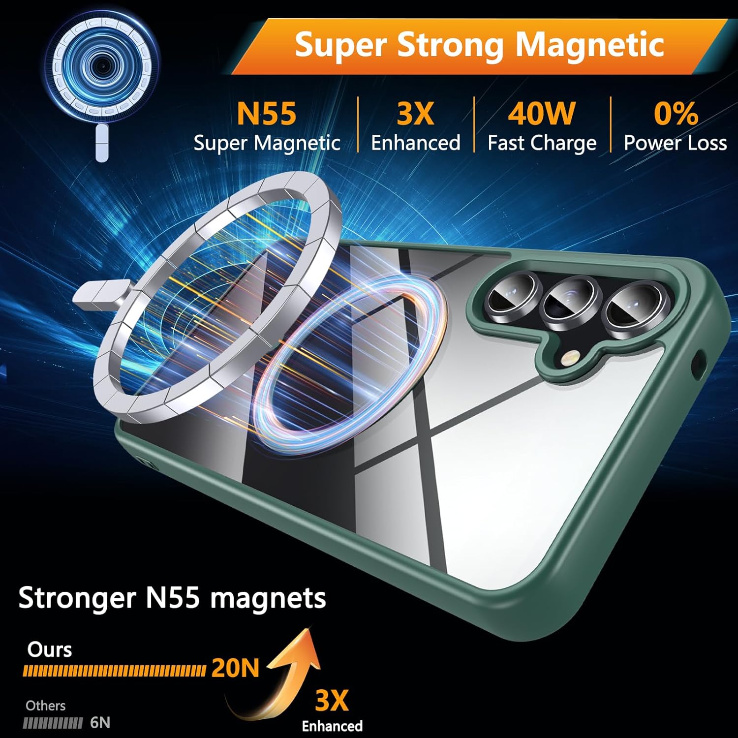 JUJHGRF-Magnetic for Samsung Galaxy A35 5G Case with Tempered Glass ...