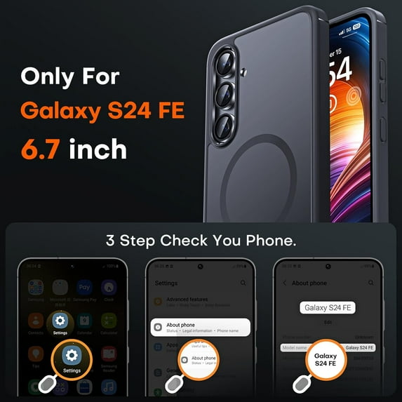 JUJHGRF-Magnetic for Samsung Galaxy S24 FE Case, [15FT Military Grade ...