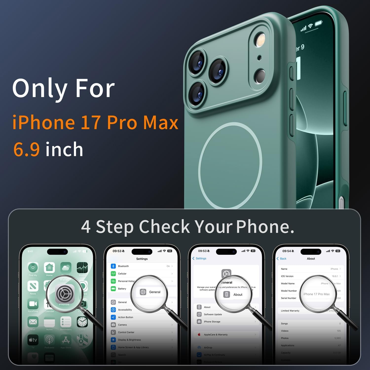 JUJHGRF-Magnetic for iPhone 17 Pro Max Case, [Matte Solid Color] [Full Camera Protection ...