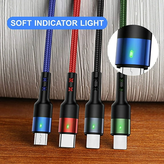 JUJHGRF-Multi Charging Cable 2Pack 4FT 4 in 1 Nylon Braided USB Fast ...