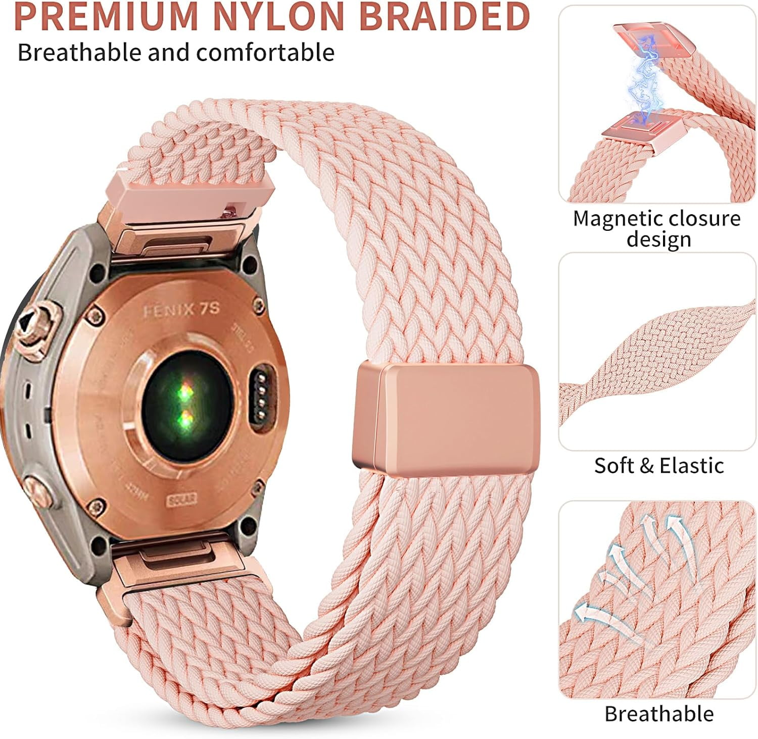 JUJHGRF-Quick Fit Braided Watch Bands Compatible with 20mm Garmin Fenix ...