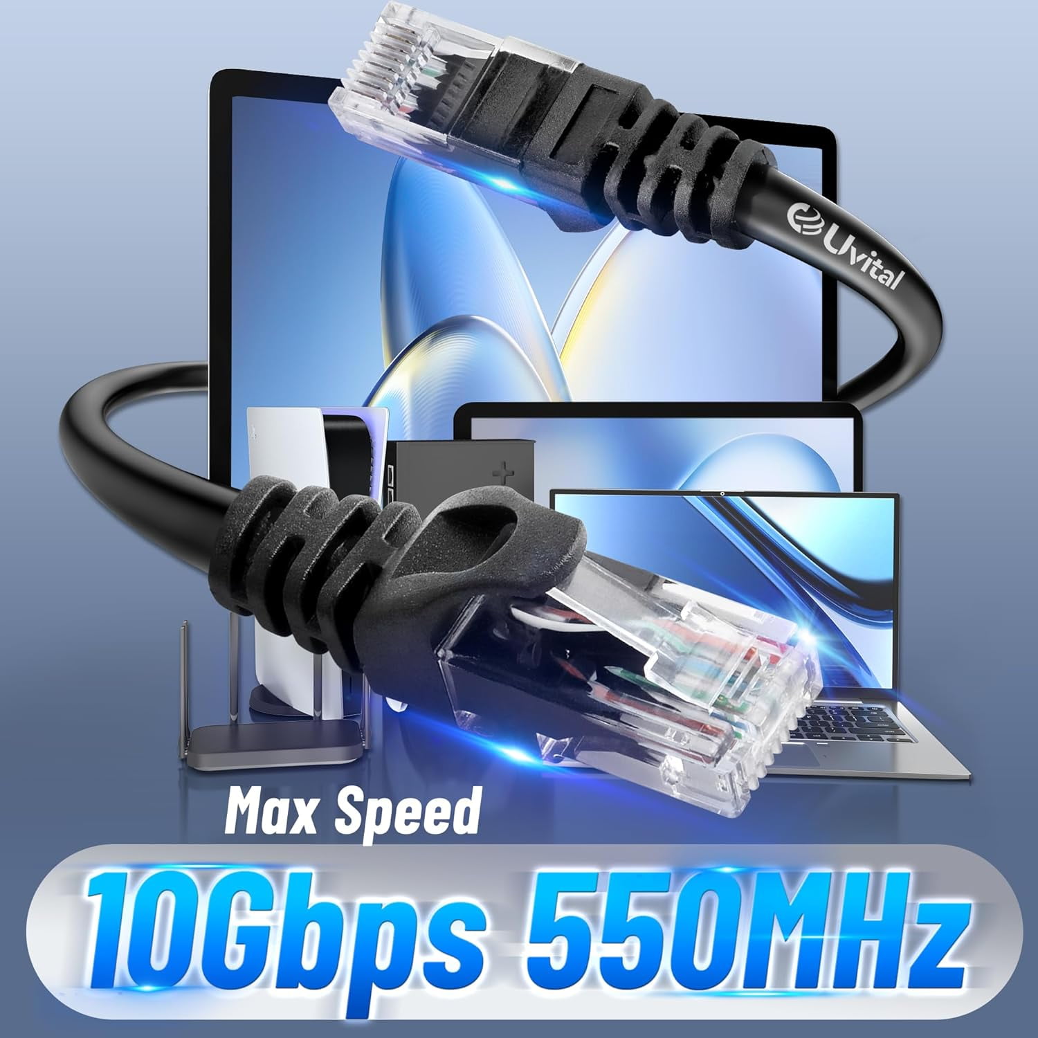 JUJHGRF-RJ45 Cat6 Ethernet Cable 25 Foot, 10Gbps High-Speed Ethernet ...