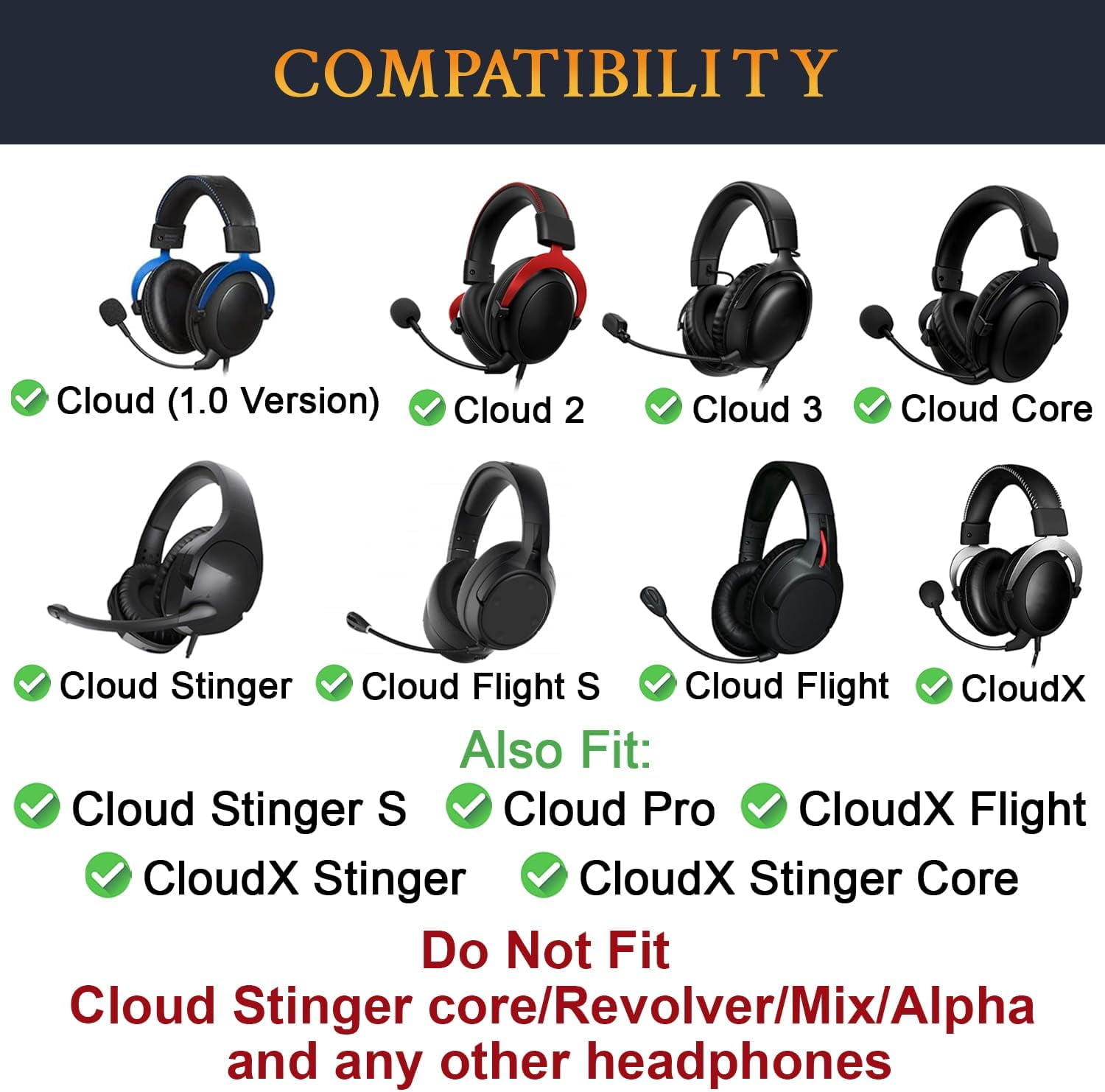 JUJHGRF-Replacement Earpads for HyperX Cloud 1/2/3/Pro/Core/Flight ...
