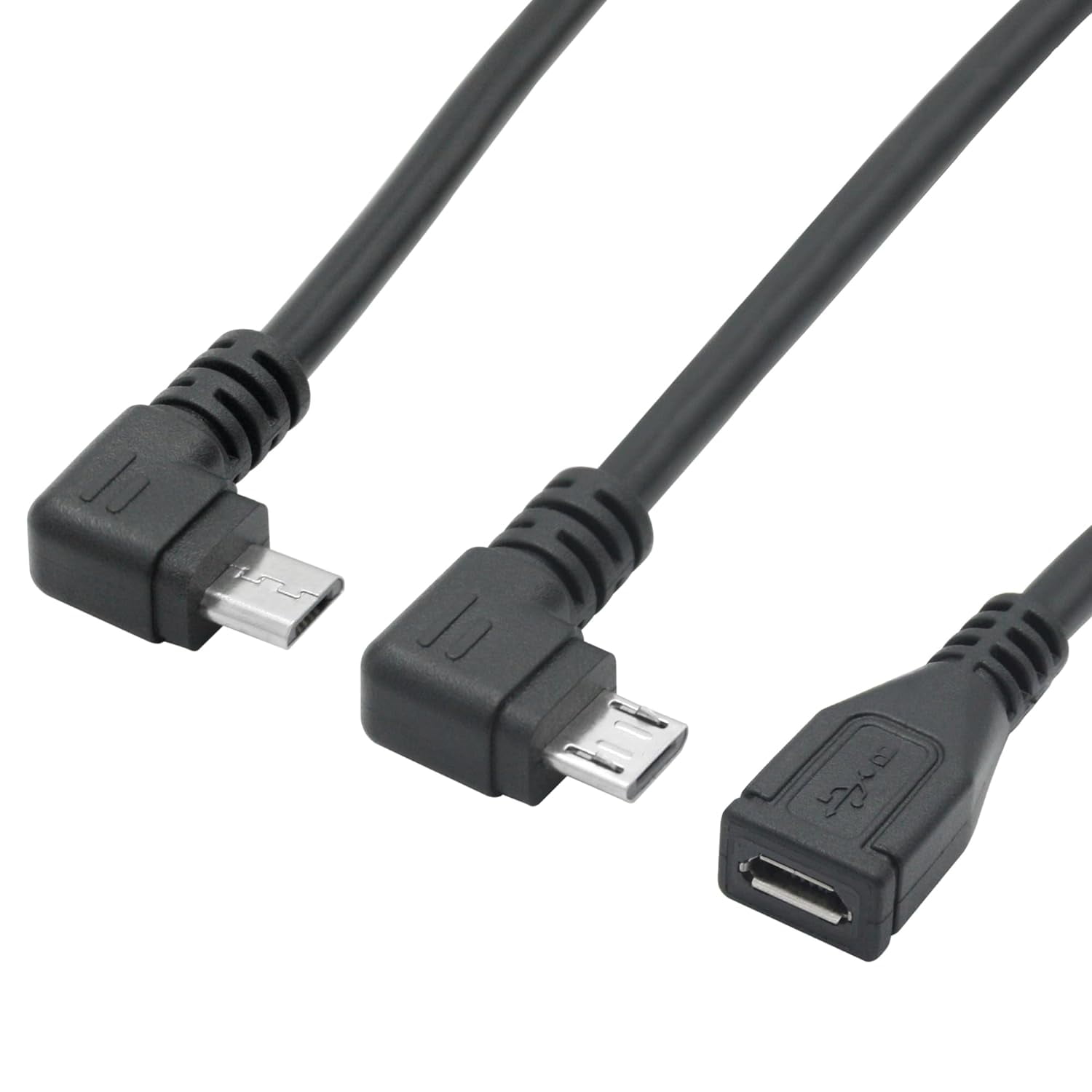 JUJHGRF-Short Micro USB Extension Cable 9inch, 90 Degree Left & Right ...
