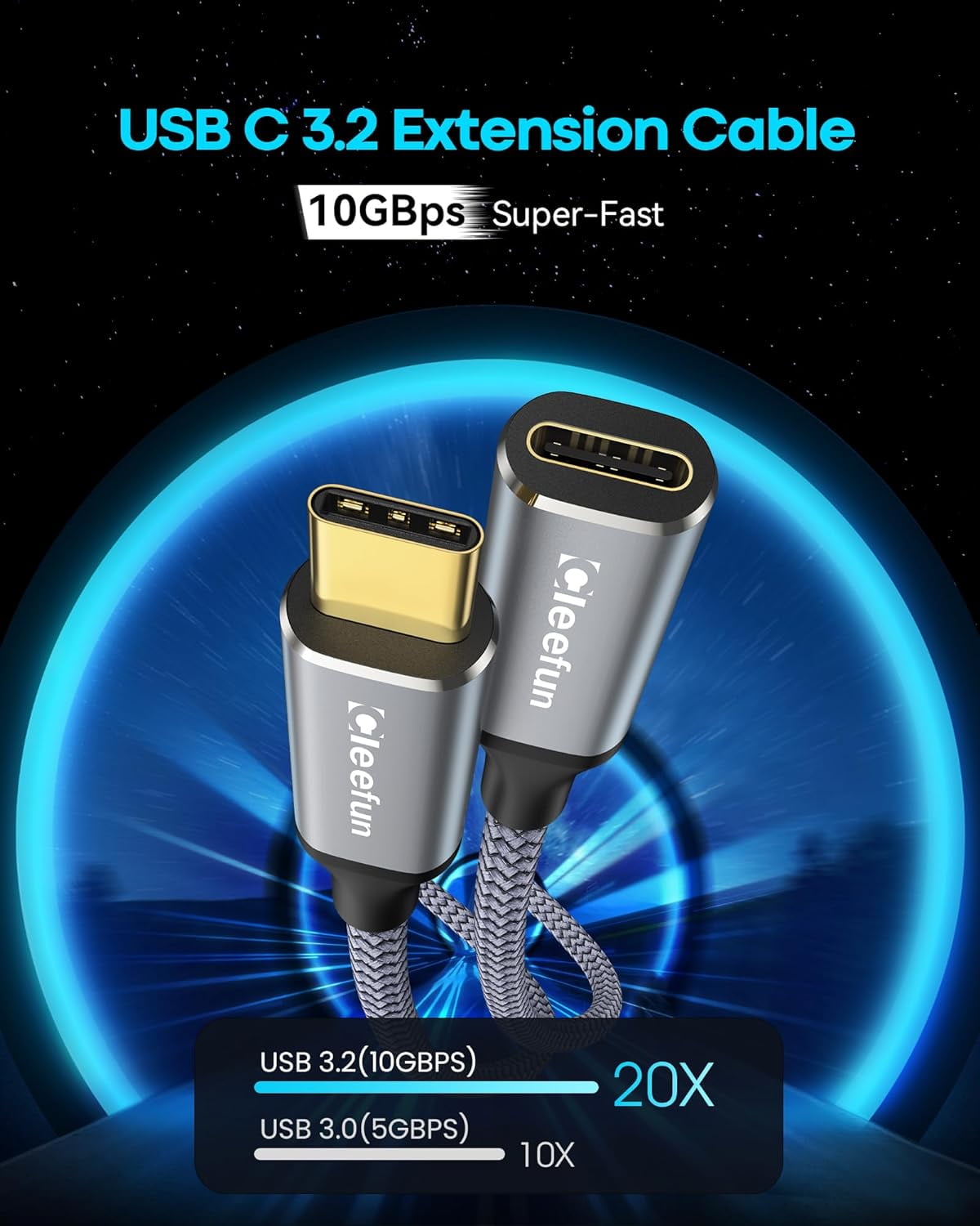 JUJHGRF-Short USB-C Extension Cable (1ft, 2-Pack), USB-C Male to Female ...