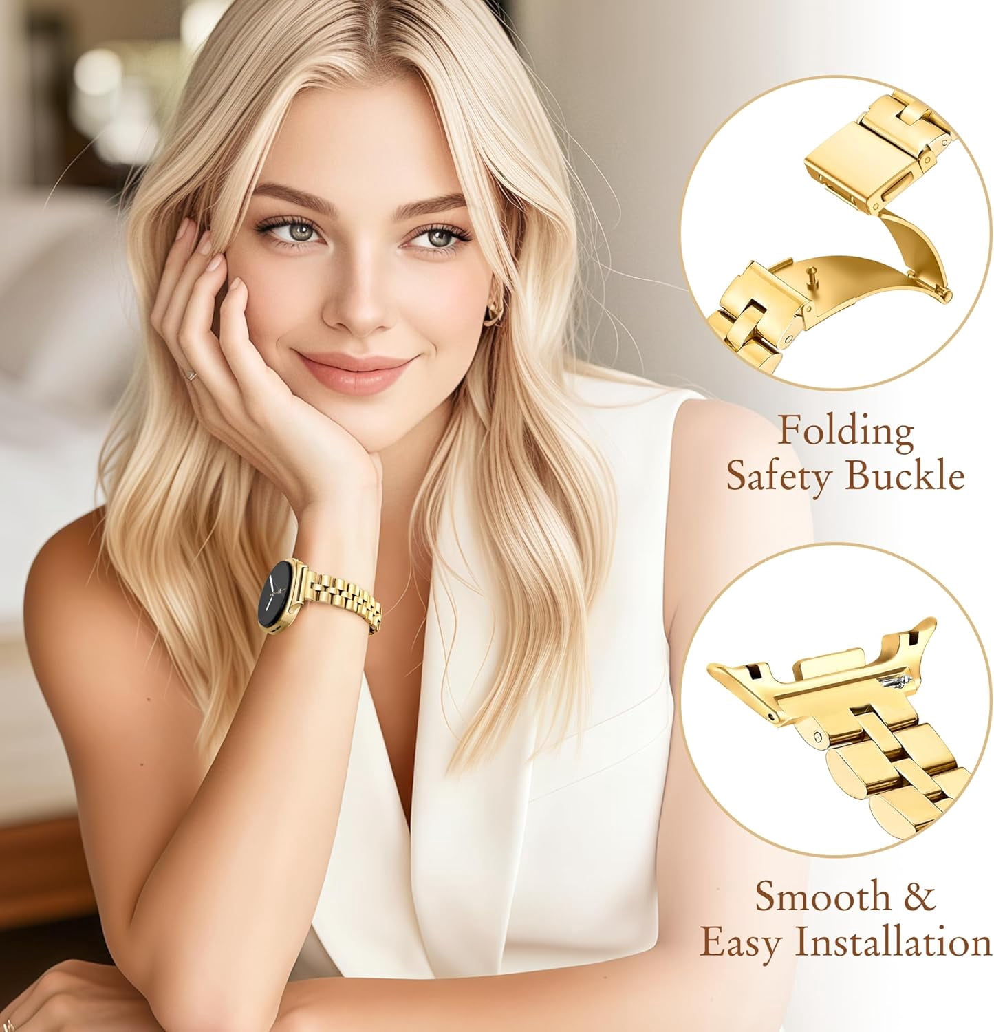 JUJHGRF-Slim Metal Band for Samsung Galaxy Watch 8 Band 40mm 44mm ...