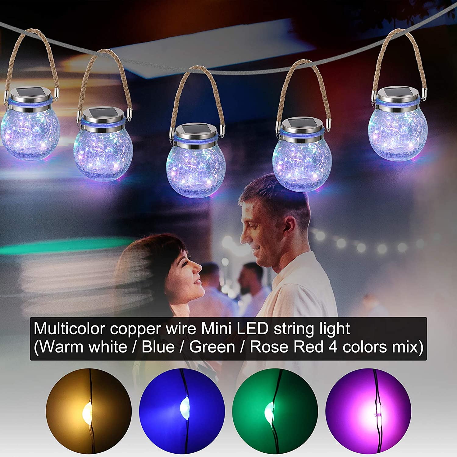 JUJHGRF-Solar Hanging Lanterns Outdoor Waterproof, Table Lamps ...