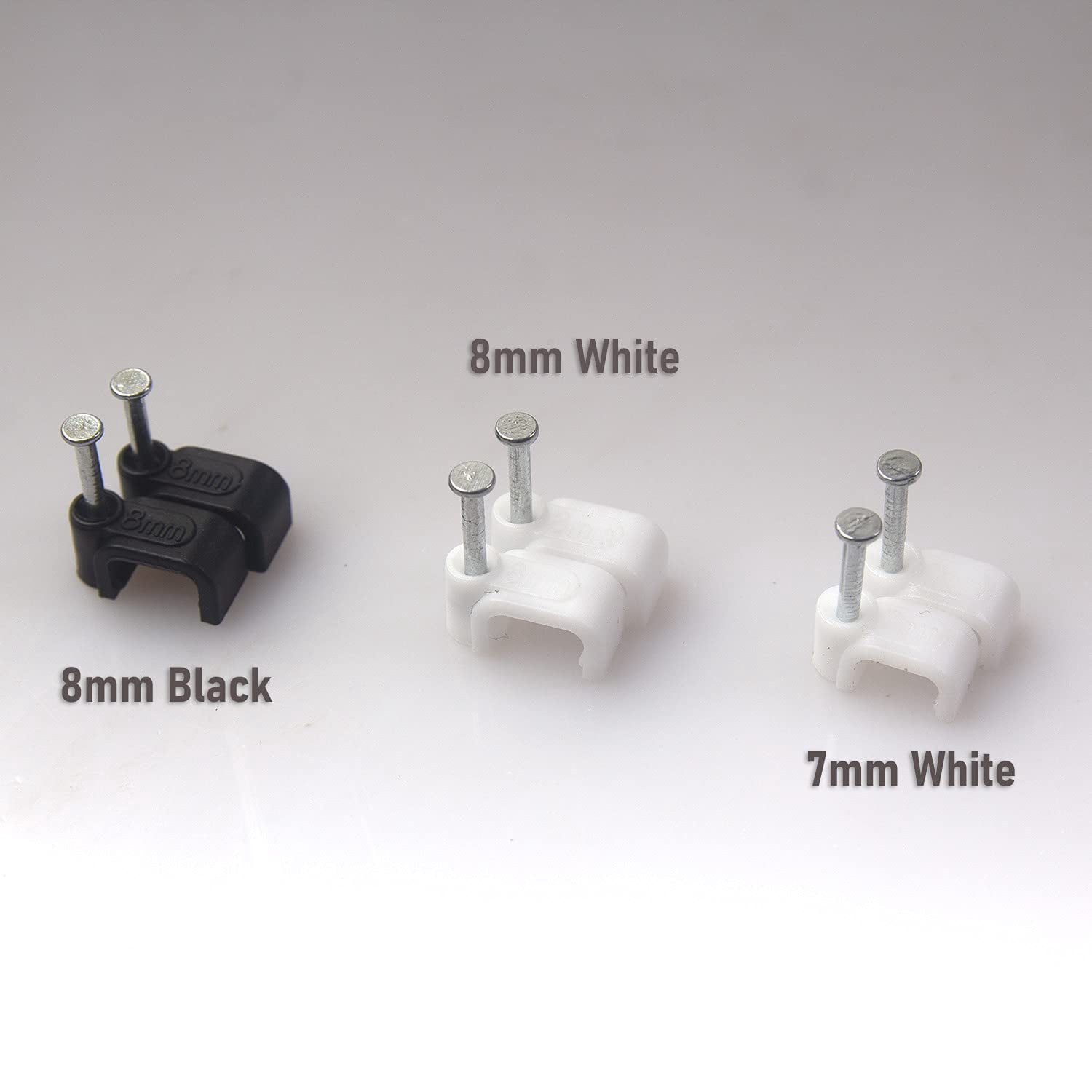 JUJHGRF-Square Cable Clips with Steel Nail, White, 8mm, 100pcs/Pack ...