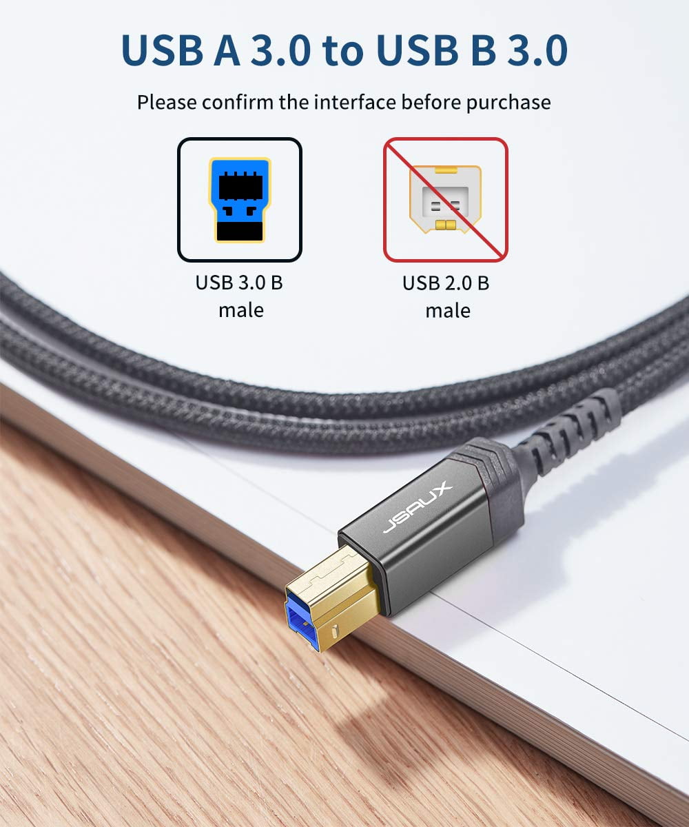 JUJHGRF-USB 3.0 Printer Cable, Type A Male to B 3.0 Male (6.6ft/2M) USB ...